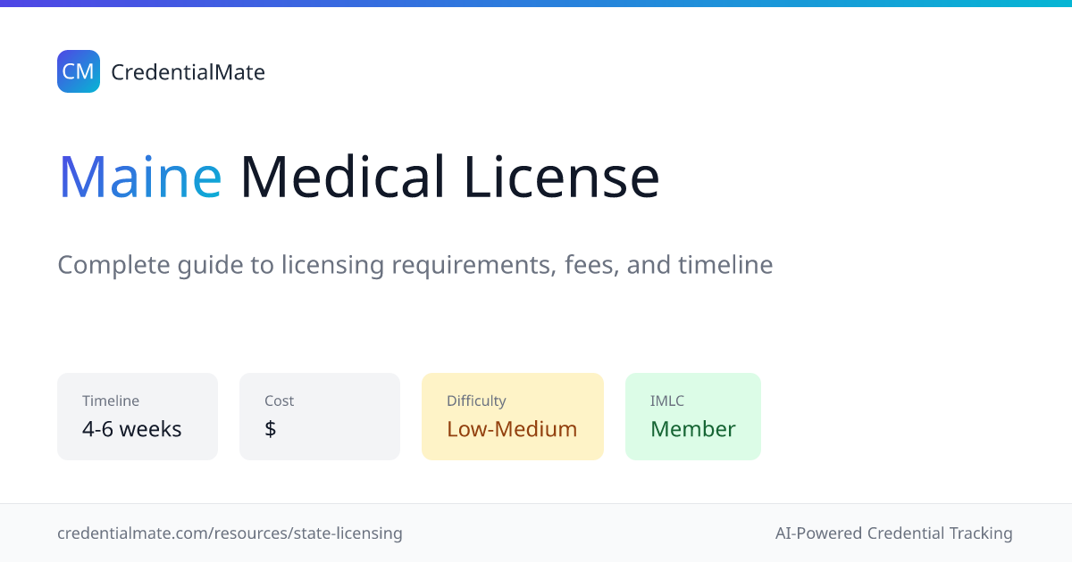 Maine Medical License Requirements | CredentialMate