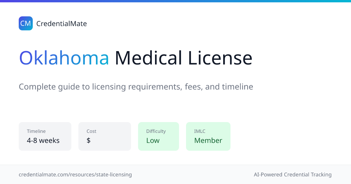 Oklahoma Medical License Requirements | CredentialMate